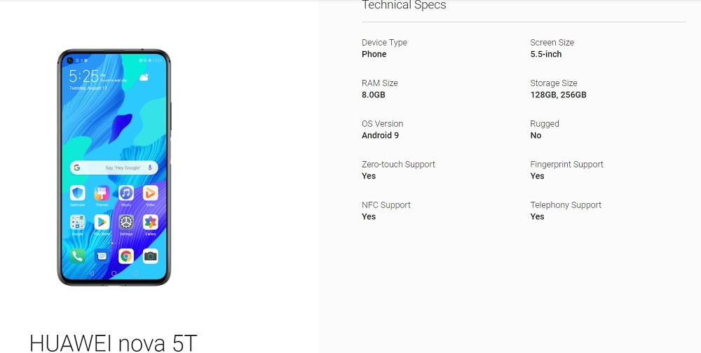 Huawei Nota 5T ve revelado su diseño y varias de sus características
