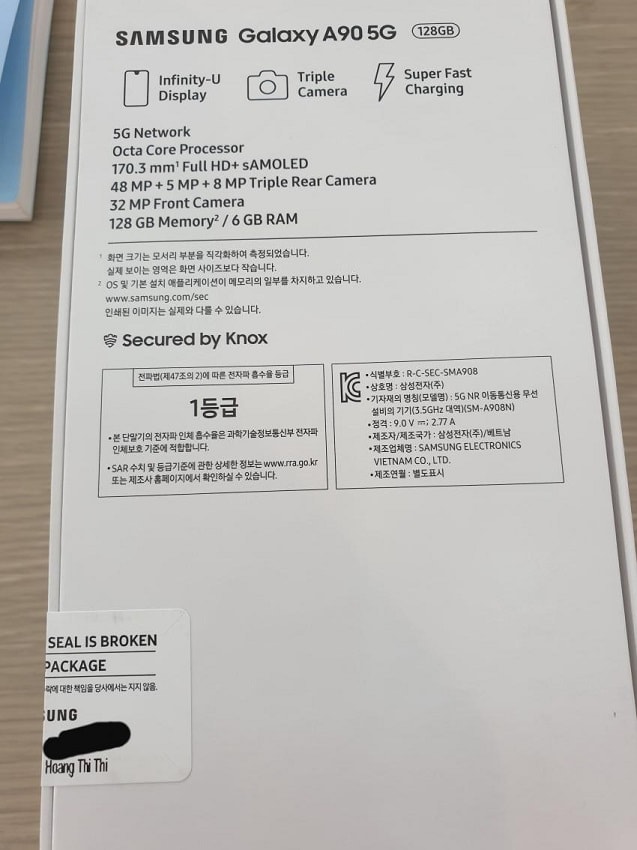 Samsung Galaxy A90 5G aparece en fotos de su empaque: pronto anuncio