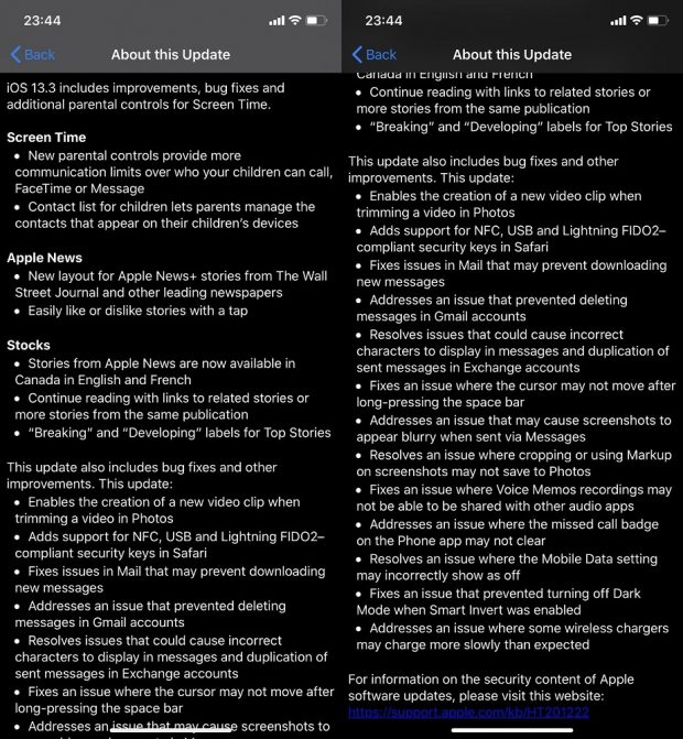 Apple lanza iOS 13.3 solucionando múltiples bugs y problemas anteriores