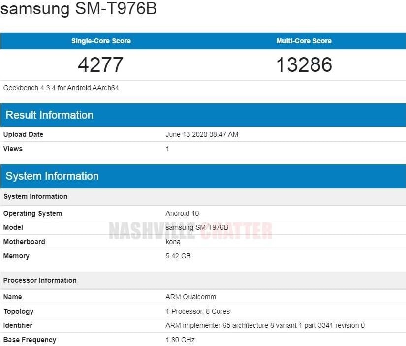 Samsung Galaxy Tab S7+ ve filtradas sus características en un benchmark