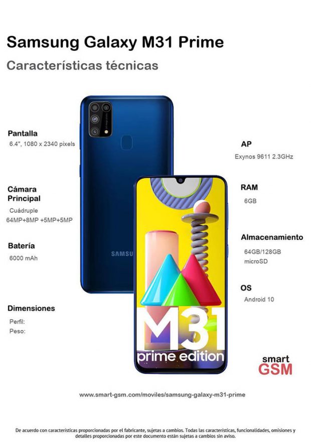Samsung anuncia el Galaxy M31 Prime con un procesador Exynos 9611